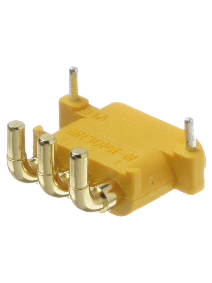 Разъем питания Amass MR30PW-M30.G.Y 3pin вилка в плату угол